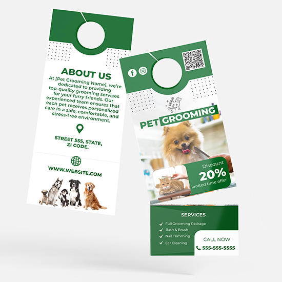 Pet Grooming Door Hangers | Pet Grooming Print Marketing