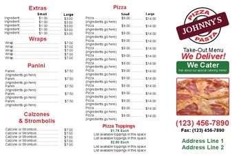 Free 11 X 17 Custom Menu Designs